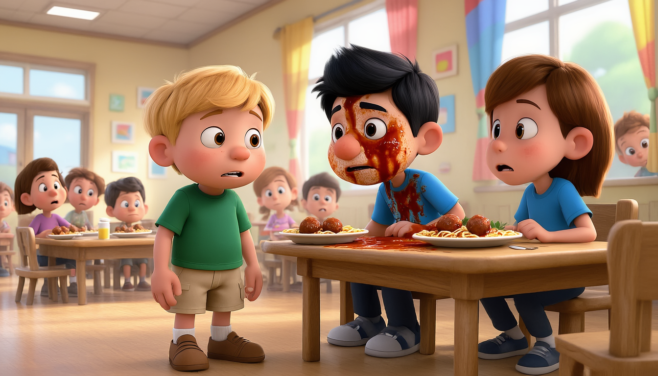 Pixar Style 3d Animation Kindergarten Dining Room Reinis Shocked Pasta ...