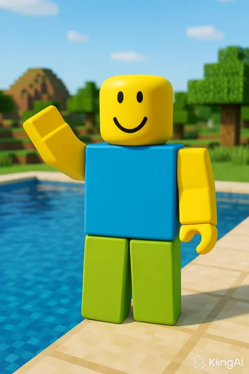 Roblox Noob Jumping Into Pool Animated Video | AI Video