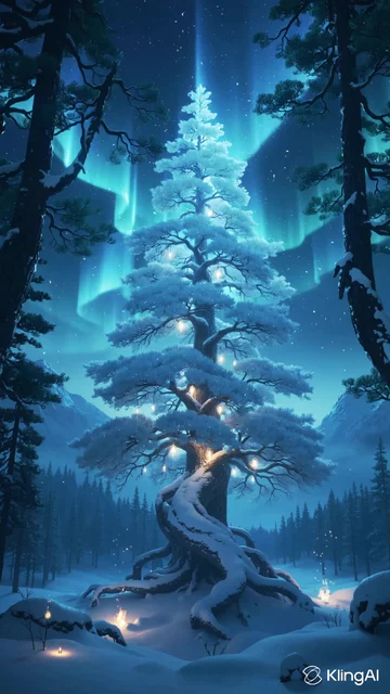 Aurora Christmas Tree Festive Holiday Decoration | AI Video