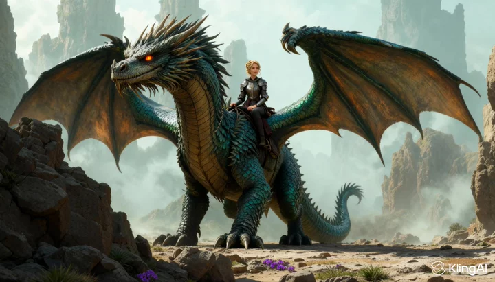 Dragon Rider On Majestic Dragon In Fantasy Landscape | AI Video