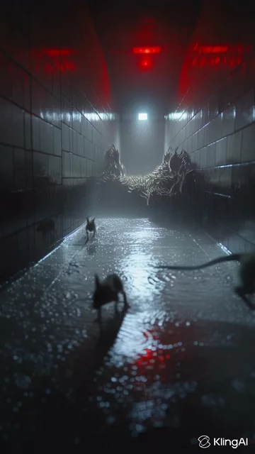 Rats Flee Rain-slicked Subway Reflections Move Opposite Chaos | AI Video