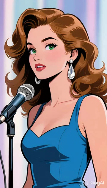 Confident Girl Singing Into Microphone With Natural Smile And Graceful ...