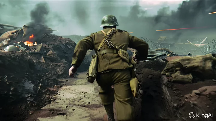 Medic Running Through Battle Intense Action Scene | AI Video