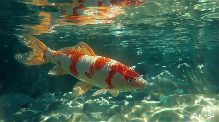 Koi Fish Transforms Into Folded Paper Origami In Water Realistic ...