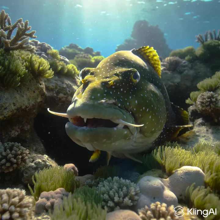 Big Sea Fish Epinephelus Marginatus In Ocean | AI Video