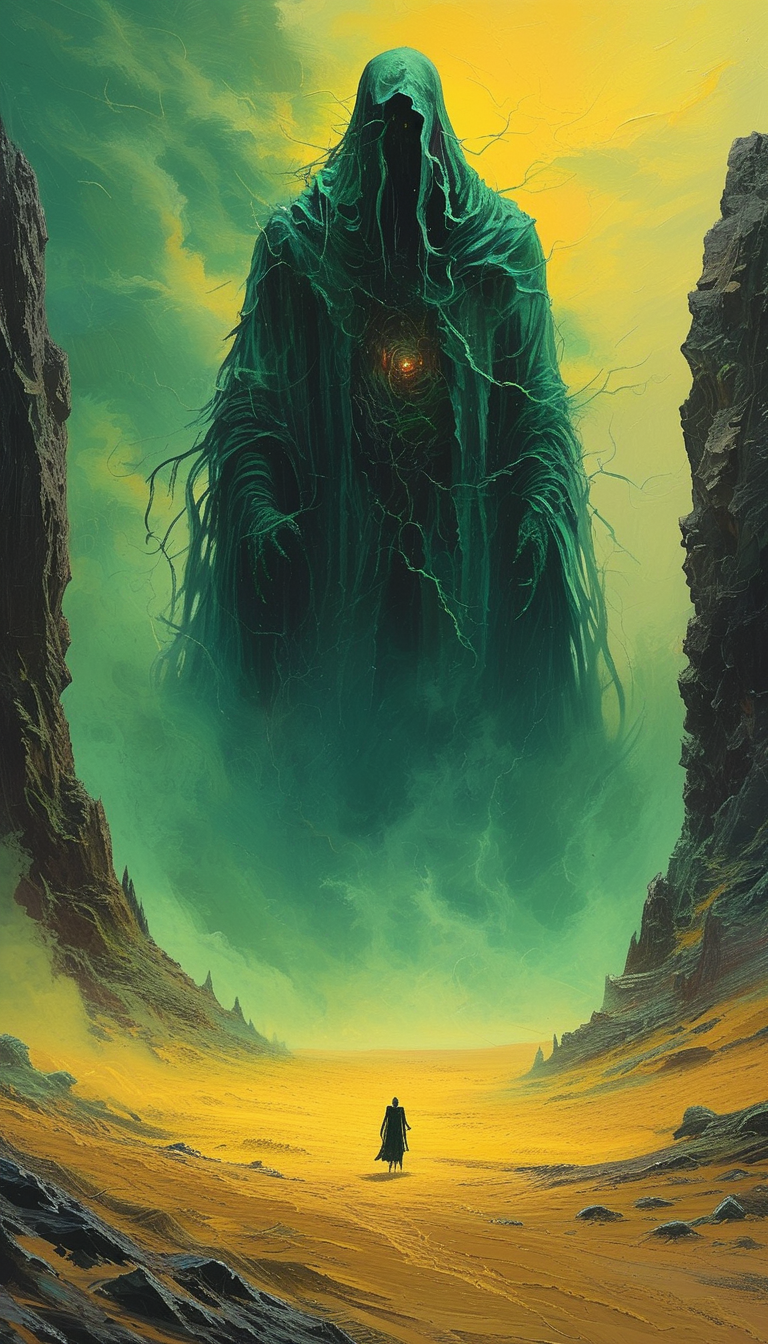 Ancient Cosmic Horror God Rising From Green Fog Retro Dark Fantasy | AI ...