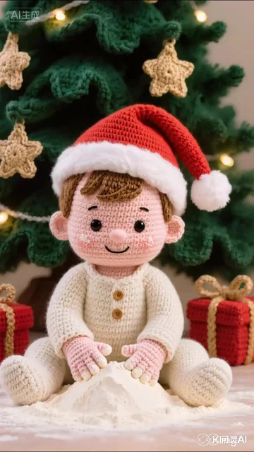 Baby In Santa Hat Making Christmas Gifts With Flour | AI Video