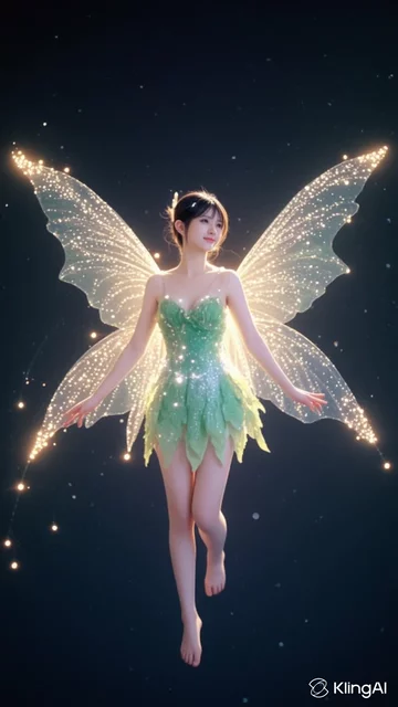 Luminous Fairy Girl Floating In Dark Starry Void Magical Atmosphere ...