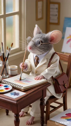 Grey Mouse Adventure In Animated World | AI Image