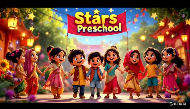 Preschool Kids Celebrate At Stars Preschool Fun Event | AI Video