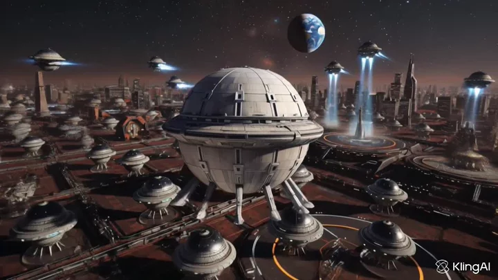 Perry Rhodan Fan Work Futuristic City Spaceships In Orbit | AI Video