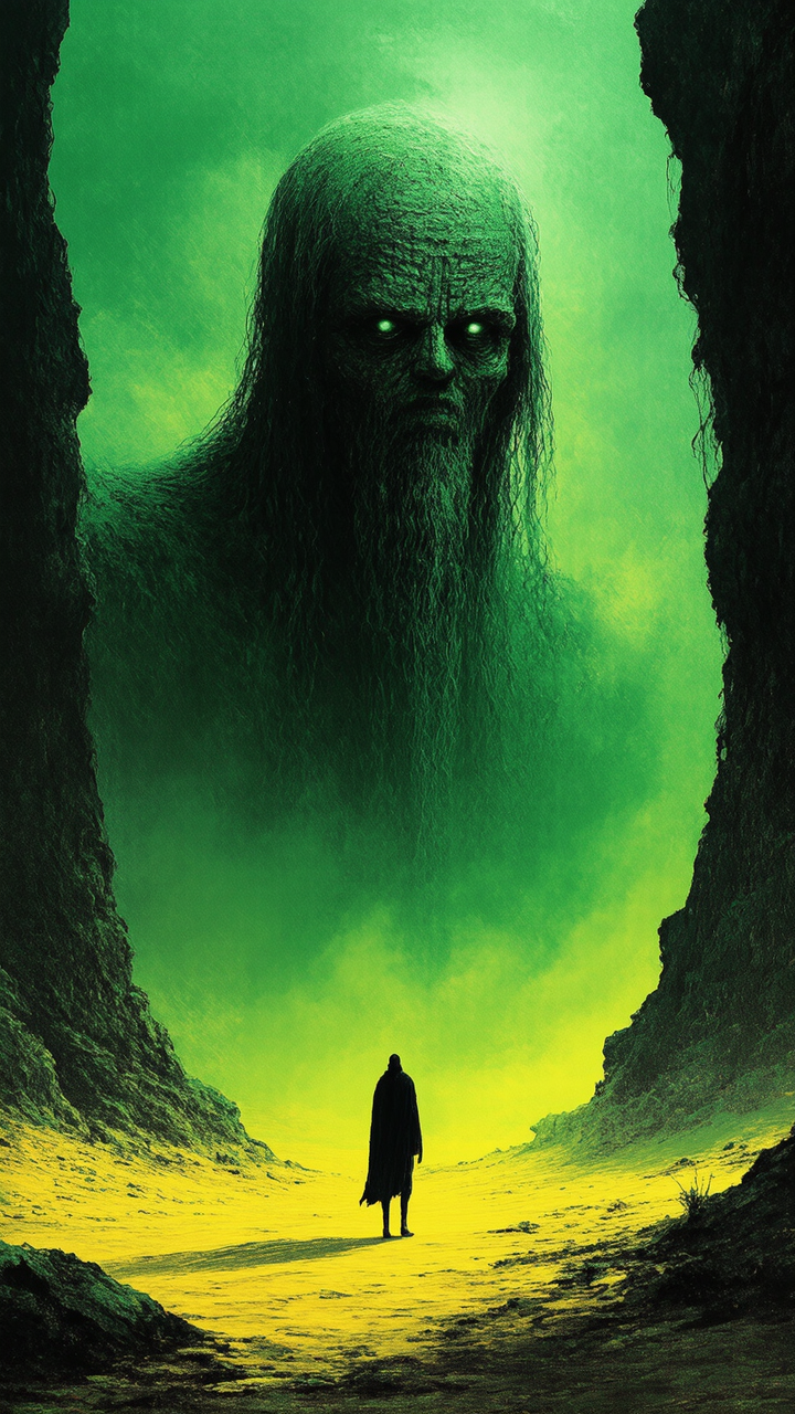 Ancient Cosmic Horror God Rising From Green Fog Confrontation Man ...