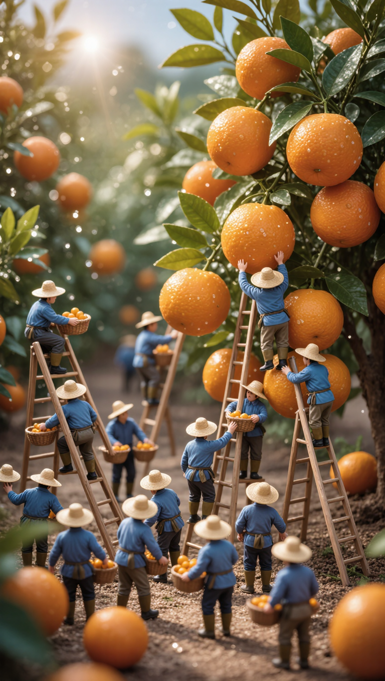 Orange Grove Serene Nature Scenic Beauty | AI Image