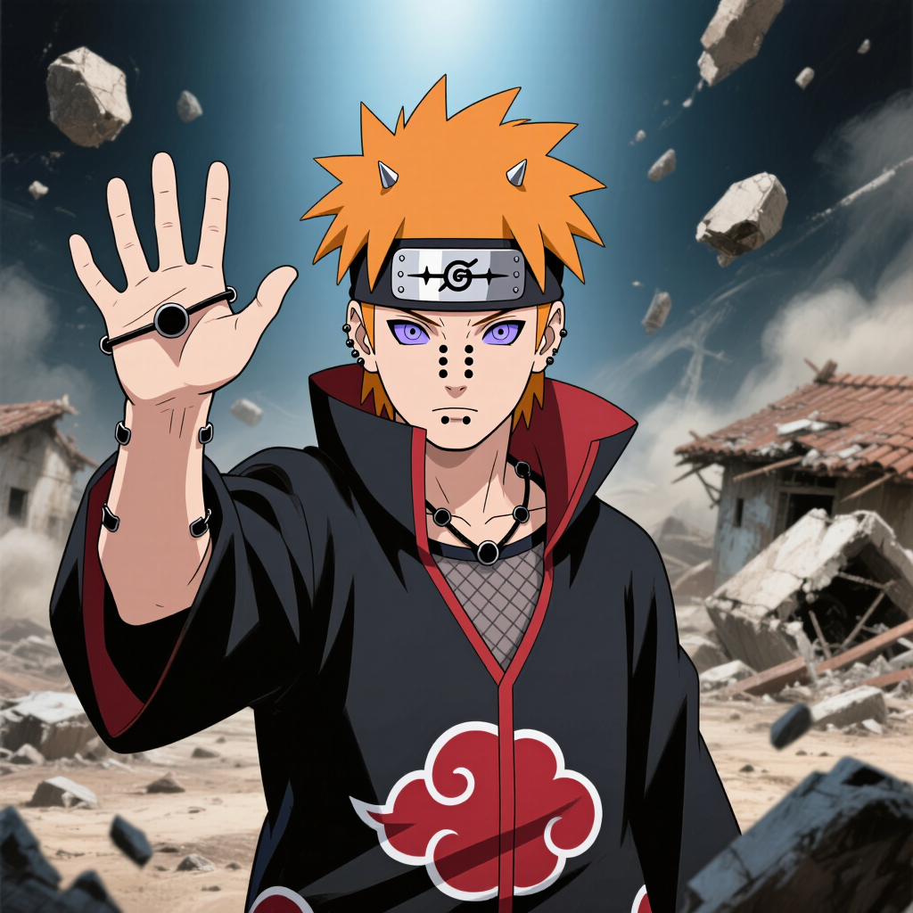 Pein Akatsuki Character In Action Anime Style | AI Image