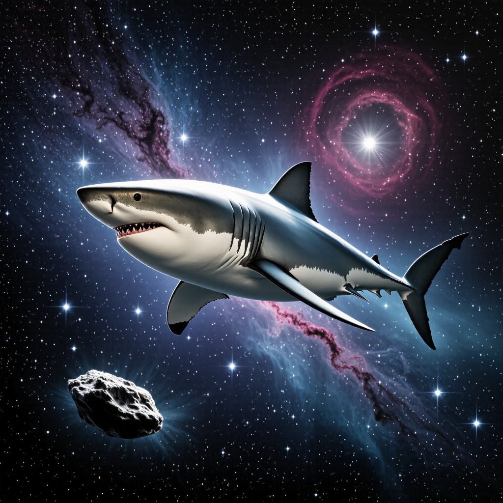 Shark Swimming Through Space Cosmic Adventure | AI Image