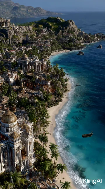 Atlantis Coastal City With Grand Architecture And Turquoise Waters | AI ...