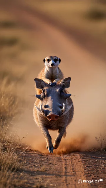 Meercat Riding Warthog In Wild Nature Adventure | AI Video