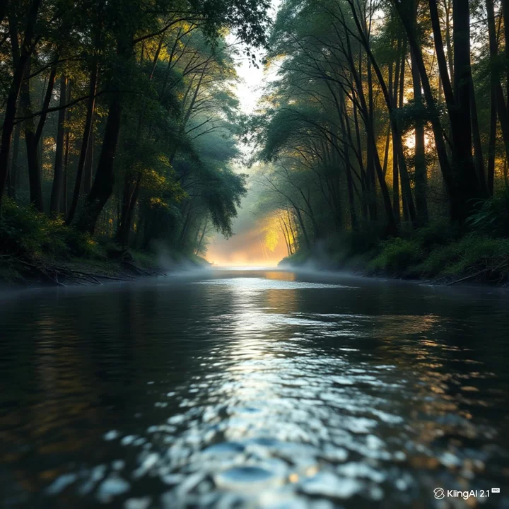 A Serene River Scene Natures Peaceful Flow | AI Video