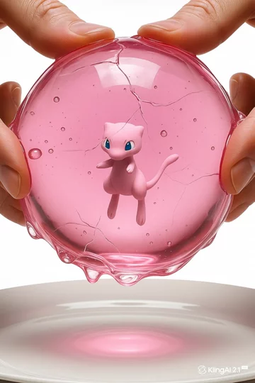 Mewtwo In A Pink Bubble Floating In The Air | AI Video