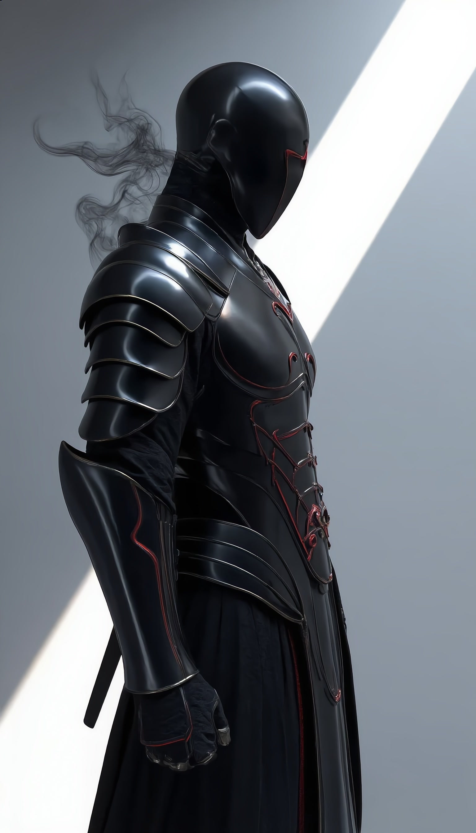 Sleek Samurai In Minimalist Void Ultra-realistic Obsidian Armor ...