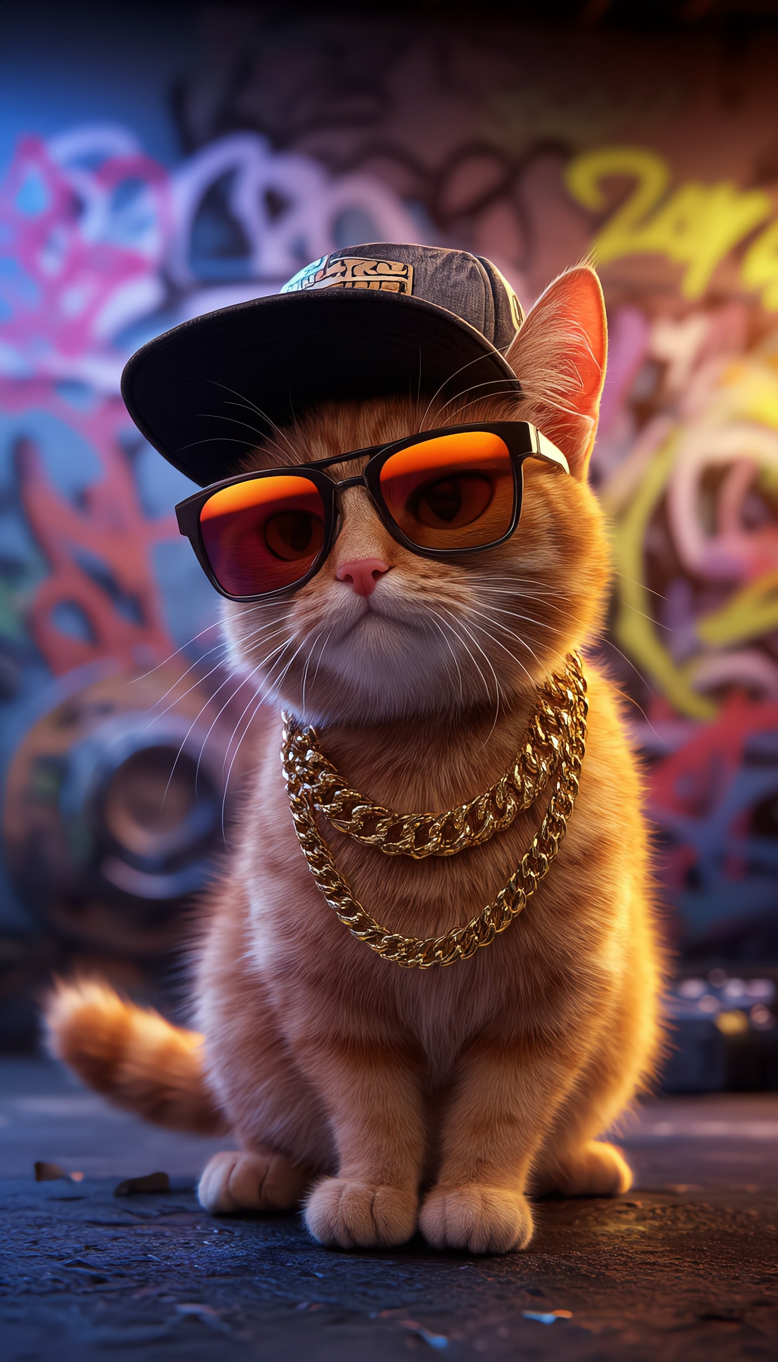 Ginger Rap Cat Unique Performance | AI Image
