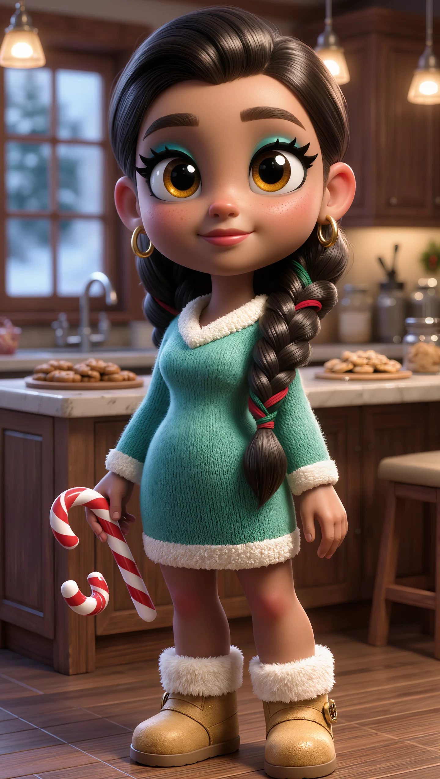 Pixar Style 3d Fashion Doll Character Holiday Knit Sweater Candy Cane ...