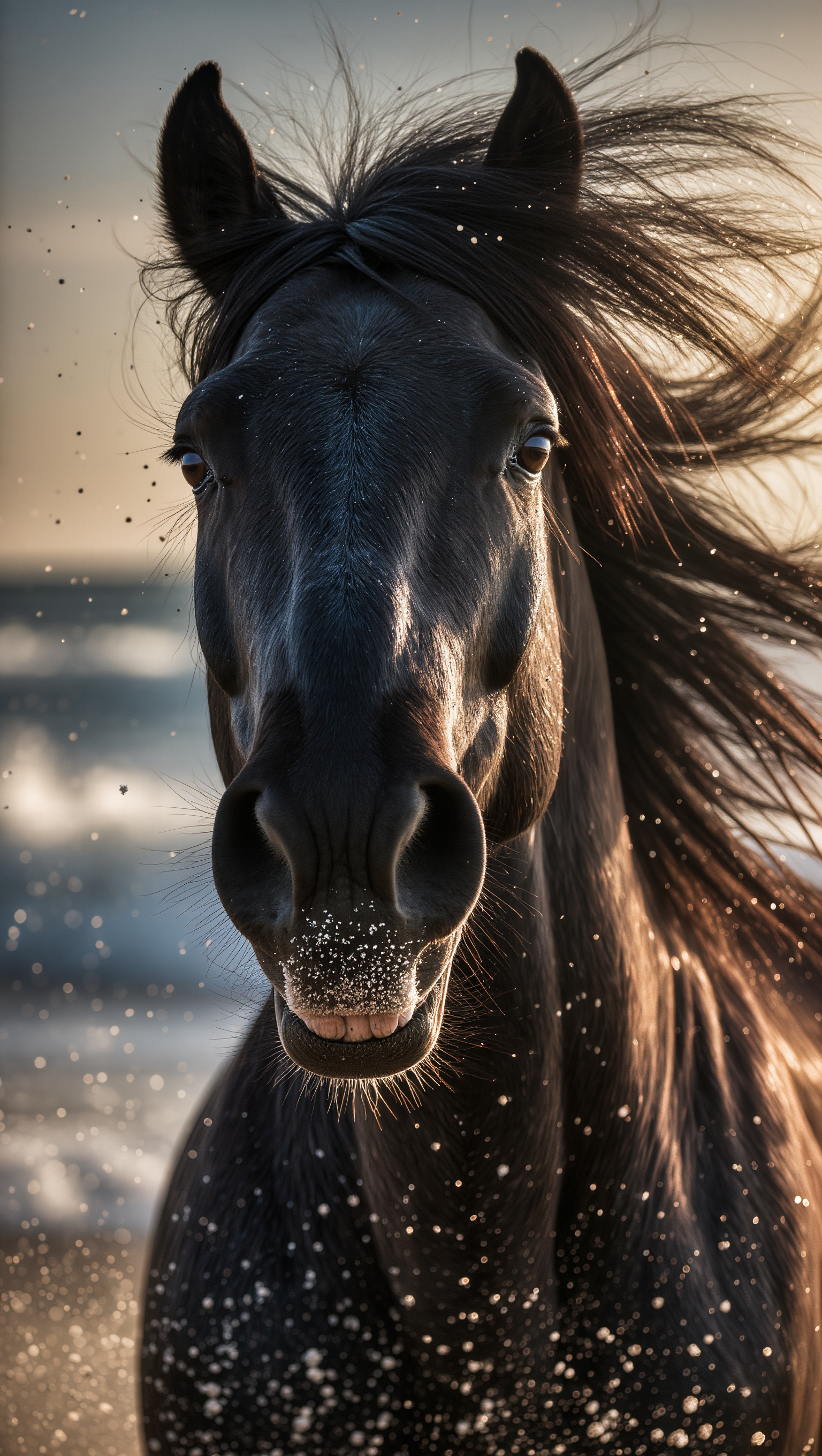 Friesian Horse Galloping Action Scene 02 | AI Image