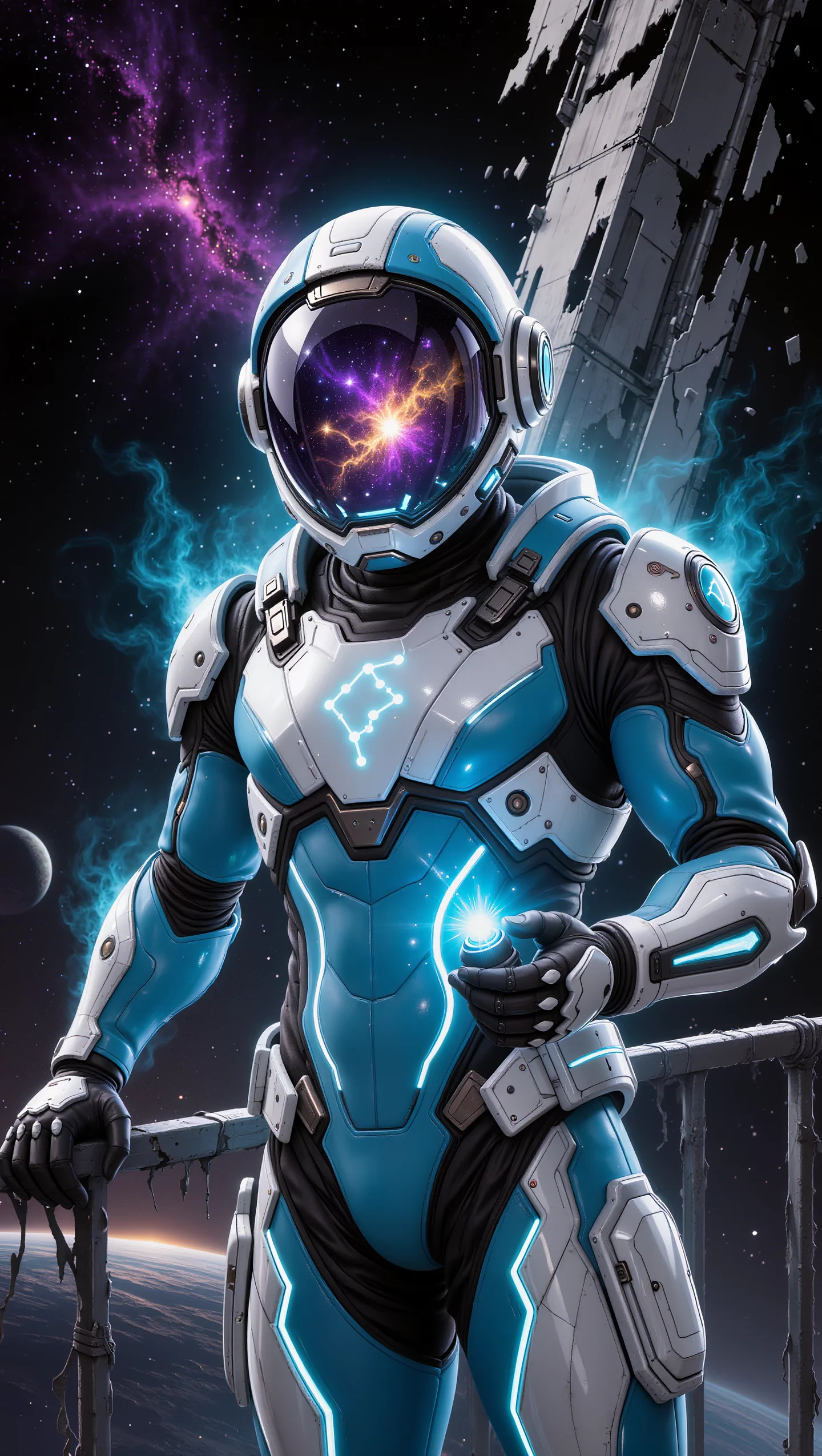 Space Station Astronaut In Advanced Exo Suit Exploring Cosmos | AI Image