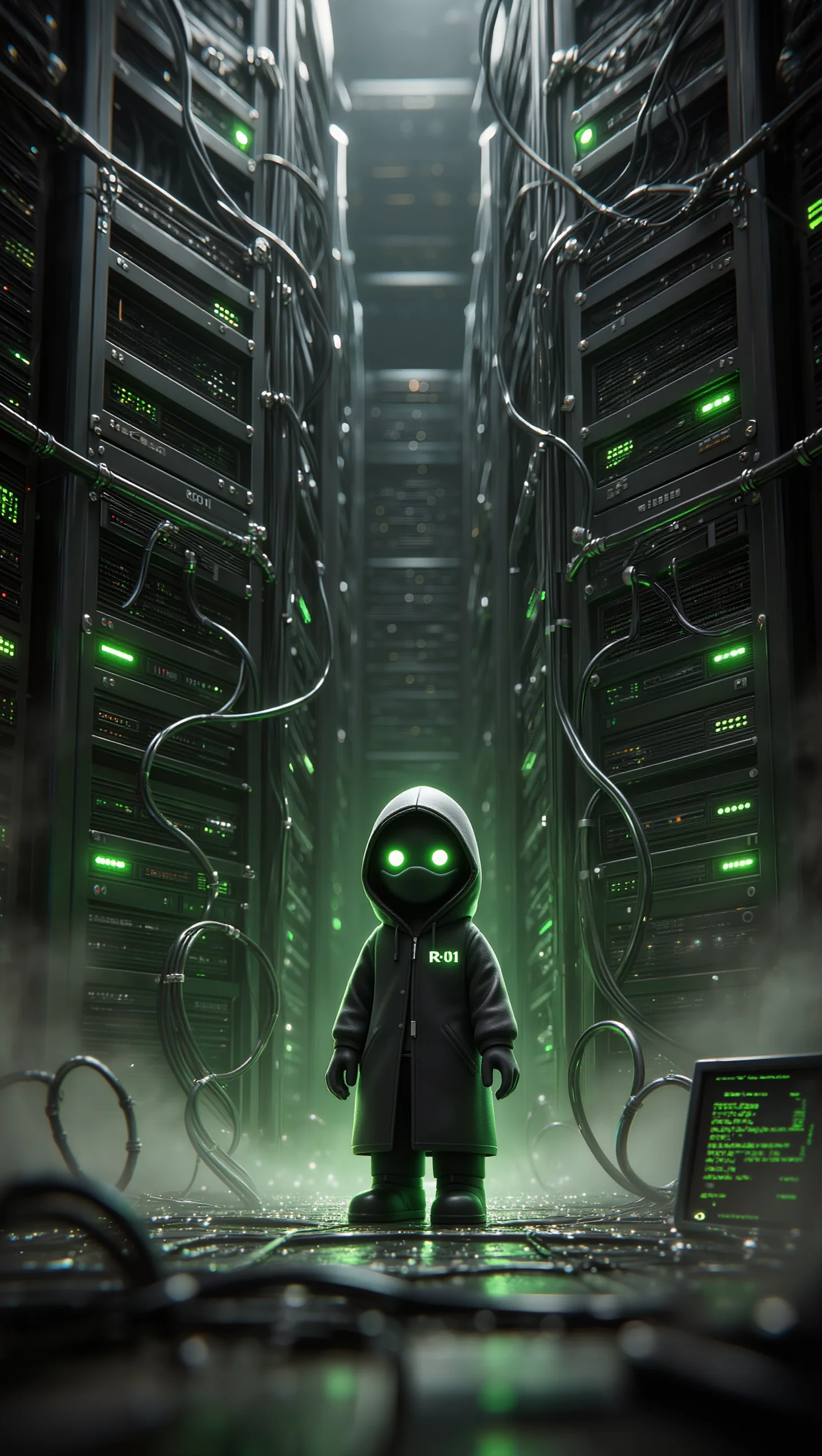 Dark Roblox Server Map Avatar Glowing Green Eerie Horror | AI Image