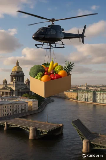 Helicopter Delivers Fresh Fruits And Vegetables To City | AI Video