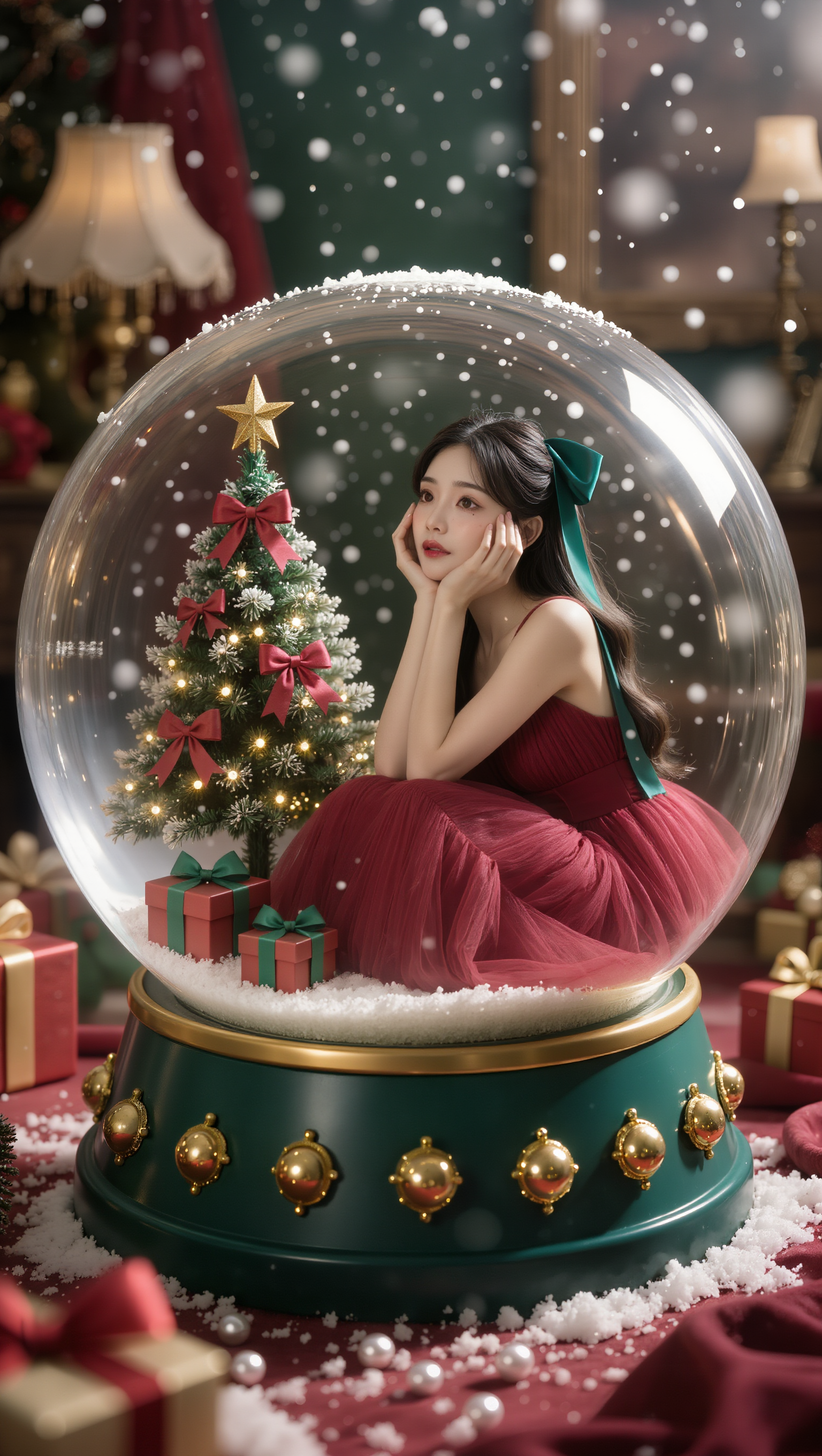 Christmas Ball With Snow Festive Holiday Celebration | AI Image