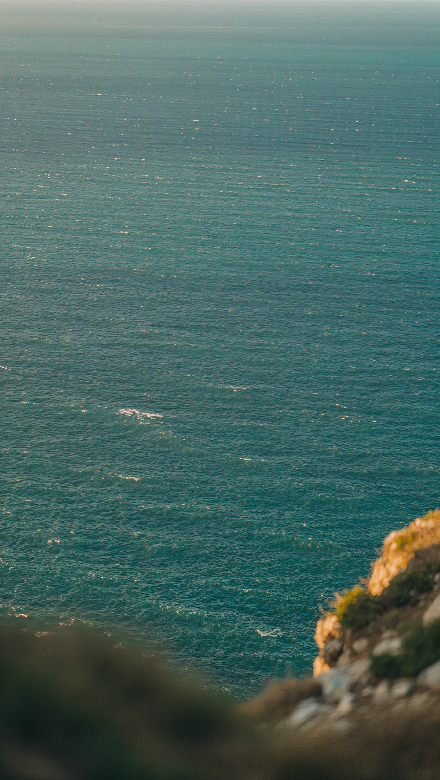 Azure Sea High Cliff Cinematic Photograph 35mm Film Effect | AI Image