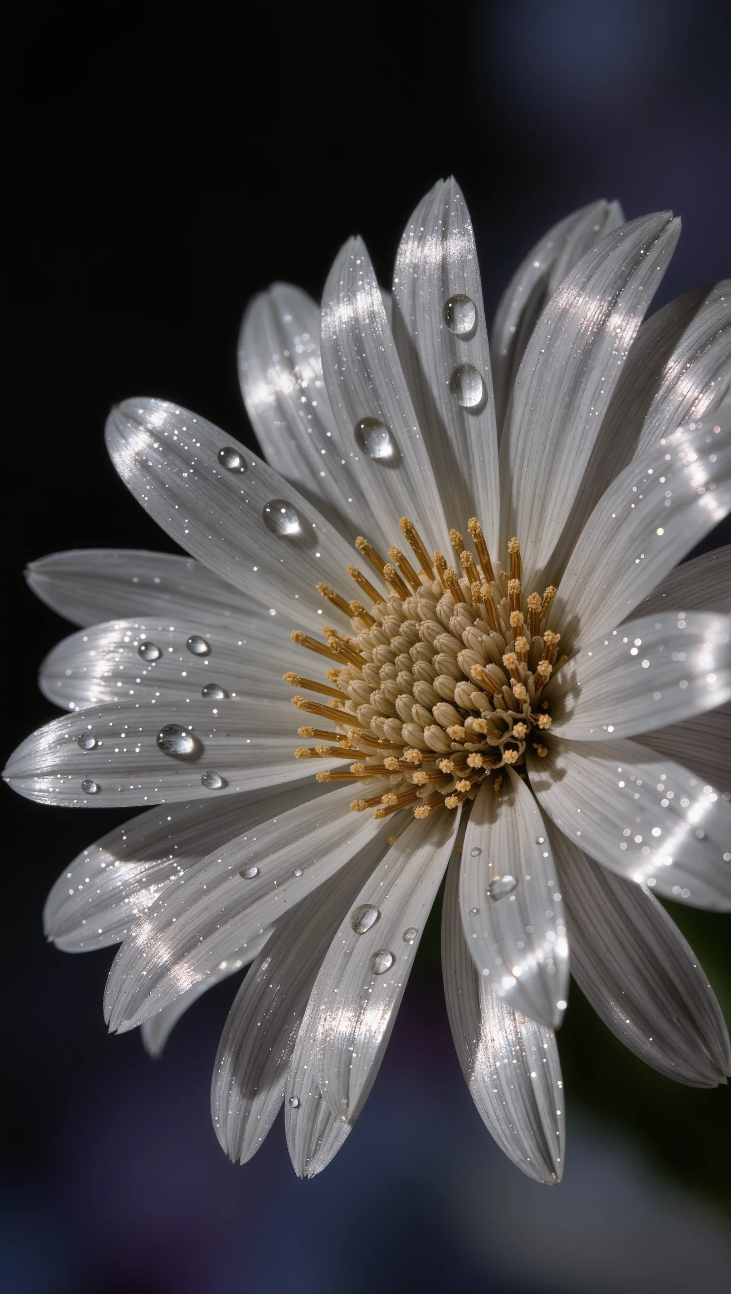 Extreme Macro Shot Aster Silvery Shimmering Petals Dark Mysterious ...